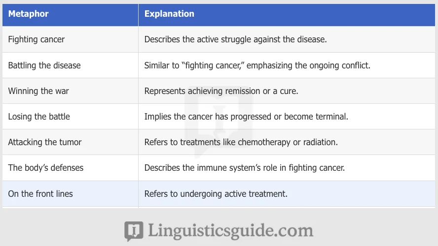 Metaphors for Cancer: Understanding Figurative Language