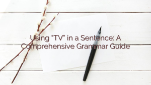 Using "TV" in a Sentence: A Comprehensive Grammar Guide